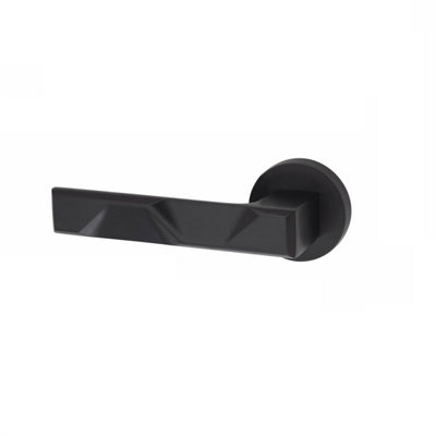4 Pair Modern Nova Design Matt Black Premium Door Handles Round Rose ...