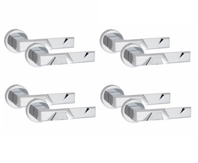 4 PAIR NOVA DESIGN INTERNAL DOOR HANDLES ROUND ROSE POLISHED CHROME FINISH