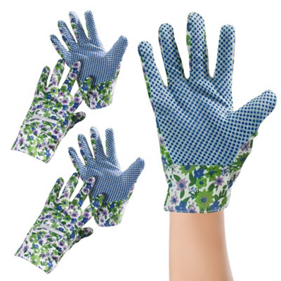 4 Pairs Ladies Gardening Gloves Floral General Working Home Cotton Garden