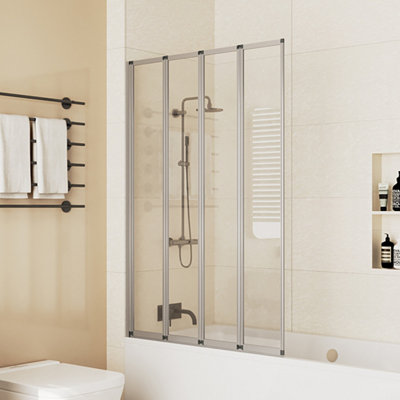 4-Panel Folding Wet Room Glass Screens Tempered Glass Bath Shower Screen