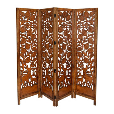 4 Panel Hand Carved Stag Deer Screen Wooden Screen Room Divider 175 x ...