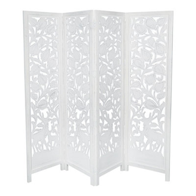 4 Panel Hand Carved Stag Deer Screen Wooden Screen Room Divider 175 x ...