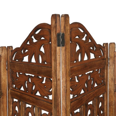 4 Panel Heavy Duty Carved Screen Wooden Gamla Design Room Divider Light ...