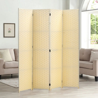 4 Panel Wicker Folding Room Divider Privacy Screen Rattan Effect Room ...