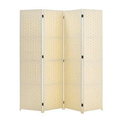 4 Panel Wicker Folding Room Divider Privacy Screen Rattan Effect Room ...