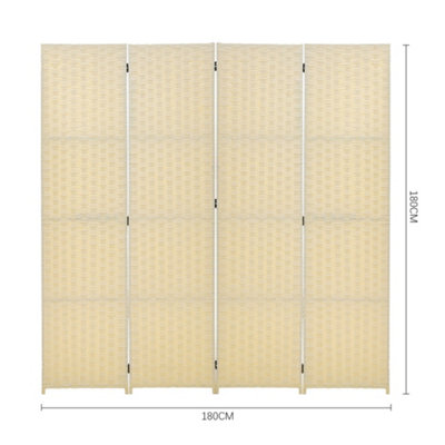 4 Panel Wicker Folding Room Divider Privacy Screen Rattan Effect Room ...