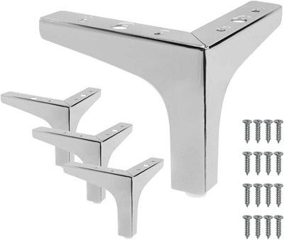 4 Pcs 5" Chrome Metal Triangle Legs for Sofa, Table, Cabinet