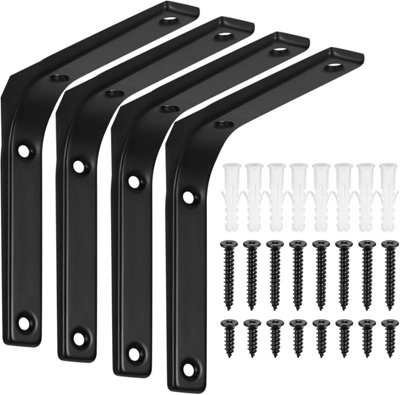 4 Pcs Black Heavy Duty Metal L Brackets for Shelves, Wall Hanging ...