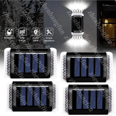 4 Pcs Cool White Super Bright Solar LED Outdoor Garden Wall Fence Lights