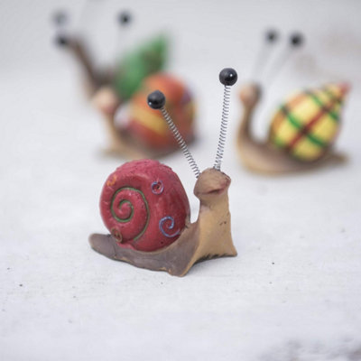 4 Pcs Snail Figurine Miniature Statues - Orange Colour Cute Resin ...