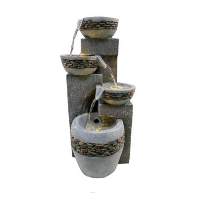 4 Pebble Bowls Solar Powered Water Feature