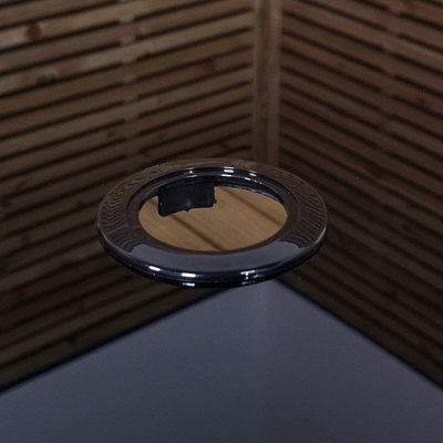 4 Person Round Black Garden Table with Glass Top & Parasol Hole