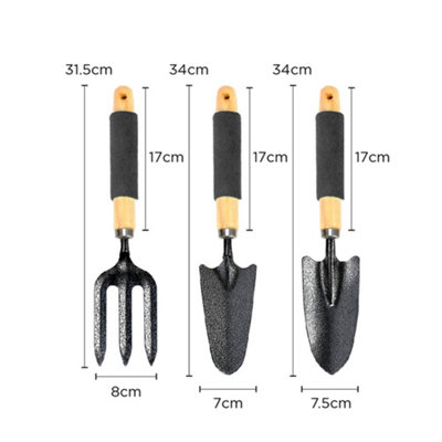 4-Piece Garden Hand Tool Set with Wooden Handles (Fork, Trowel ...