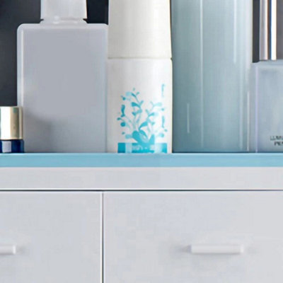 4-Piece Magnetic Toothbrush Holder with Blue Cups Inverted Wall-Mount ...