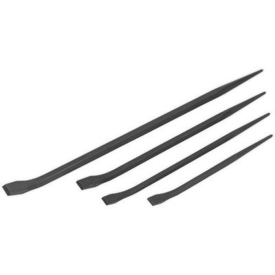4 Piece Pry Bar Set - 300mm 400mm 450mm & 450mm Steel Shafts - Drop ...