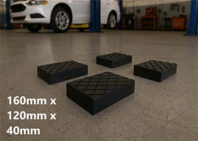 4 Piece Ramp Rubber Blocks Universal Scissor Car Lift Pads 160 x 120 x ...