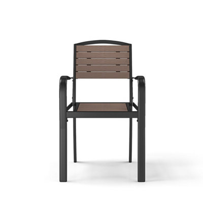 4 Pieces Brown Outdoor WPC Garden Chairs Dining Chair Garden Patio ...