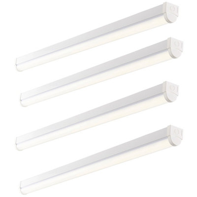4 PK 6ft High Lumen Emergency Batten Light - 68.5W Cool White LED ...