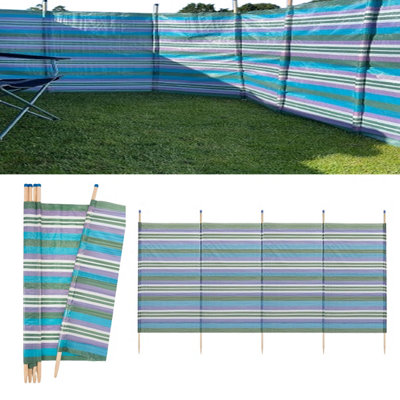 4 Pole Green Windbreaker - 4ft x 7ft Wind Break Garden Beach Privacy ...