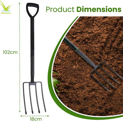 4 Prong Garden Fork Carbon Steel Head with Long Handle Gardening Tool