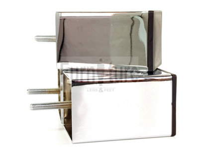 4 Replacment Chrome Metal Legs 100mm High Silver Square Block Feet M8 ...