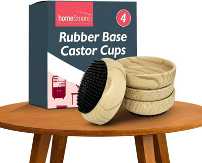 4 Rubber Base Castor Cups for Wooden Floors and Carpets - Wooden ...
