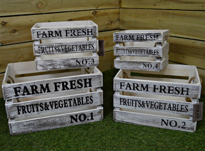 4 Rustic Old Farm Style Boxes Storage & Decoration 4 Different Sizes ...