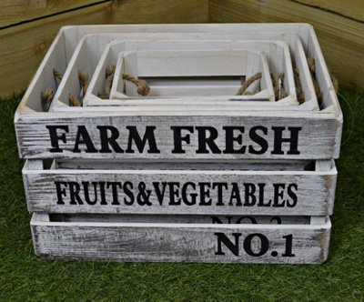 4 Rustic Old Farm Style Boxes Storage & Decoration 4 Different Sizes ...
