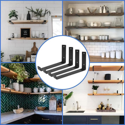 4 Rustic Shelf Brackets Scaffold Board Industrial Solid Steel Heavy ...