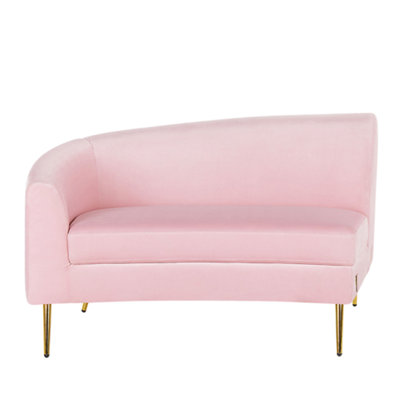 4 Seater Curved Velvet Sofa Pink MOSS