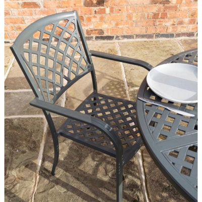 4 Seater Gunmetal Grey Powder-Coated Aluminium Garden Dining Set