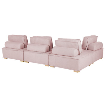 4 Seater Modular Fabric Corner Sofa Pink TIBRO