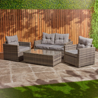 4 Seater Rattan Garden Furniture Set Patio Sofa Table Chairs