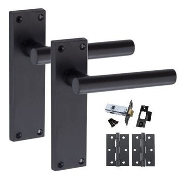 4 Set of Victorian Straight T-Bar Handle Latch Door Handles Matt Black ...