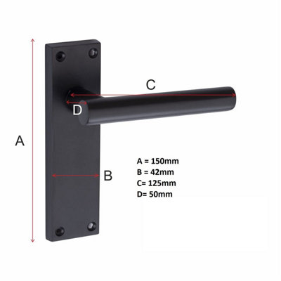 4 Set of Victorian Straight T-Bar Handle Latch Door Handles Matt Black ...