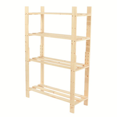 4 Shelf Pine Slatted Storage Unit - Pre Sanded Pine