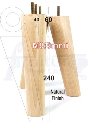 4 SOLID WOOD TURNED FURNITURE FEET REPLACEMENT MID CENTRY ANGLED RETRO ...