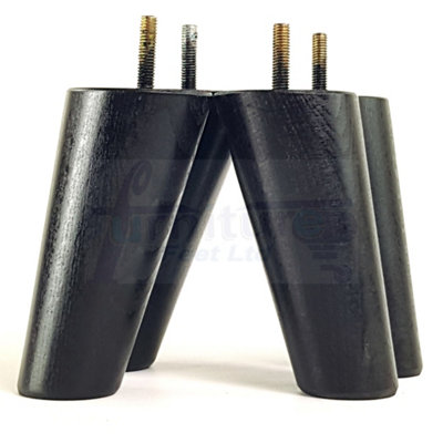4 Solid Wood Turned Furniture Legs Replacement Mid Century Angled Retro ...