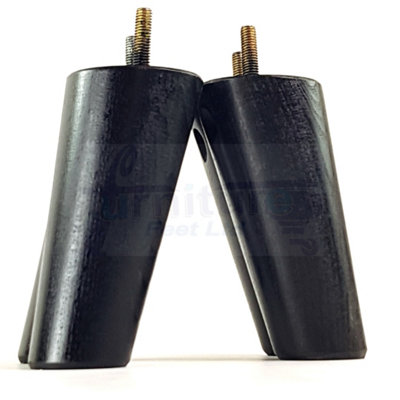 4 Solid Wood Turned Furniture Legs Replacement Mid Century Angled Retro ...