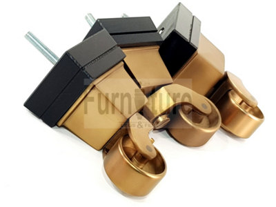 4 Square Antique Bronze Castor Legs 117mm High Traditional Black ...