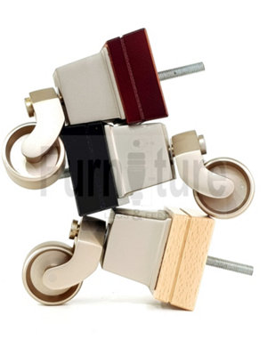 4 Square Antique Pewter Castor Legs 117mm High Traditional Dark Brown ...