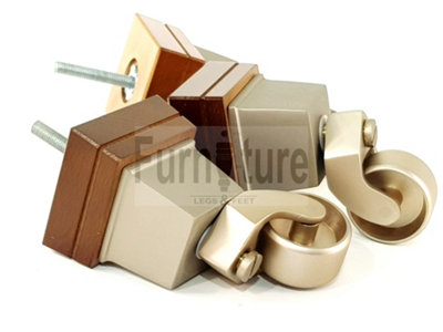 4 Square Antique Pewter Castor Legs 117mm High Traditional Dark Oak ...