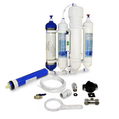 4 Stage Compact Aquarium Reverse Osmosis 100 GPD Unit with Inline DI ...