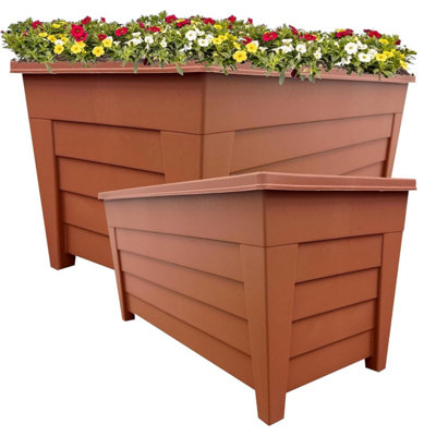 4 Terracotta Large Grosvenor Troughs Long Flower Planters For Home & Garden