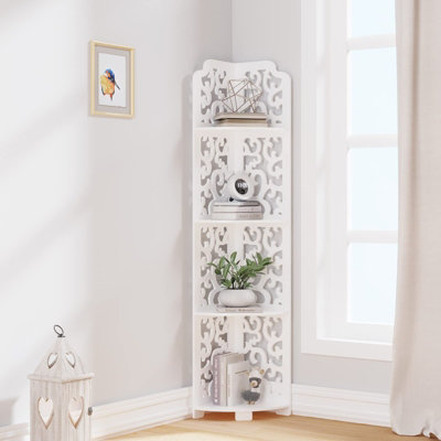 4 Tier Baroque Corner Shelves Storage Bookcase Standing Shelf Units for Home