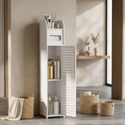 4 tier bathroom cabinet shelf, slim storage cupboard