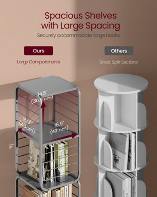4-Tier Bookshelf, Rotating Bookcase With Bookends For Small Spaces ...
