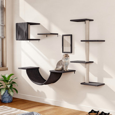 4 Tier Cat Tower Floor to Ceiling Cat Tree Climbing Tree Tall Kitty ...