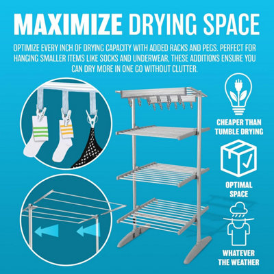 4 Tier Digital Extendable Electric Heated Clothes Airer With Cover ...