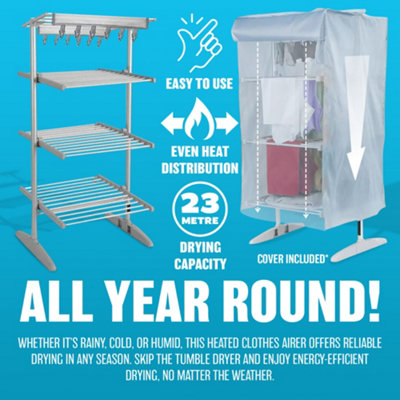 4 Tier Digital Extendable Electric Heated Clothes Airer With Cover ...